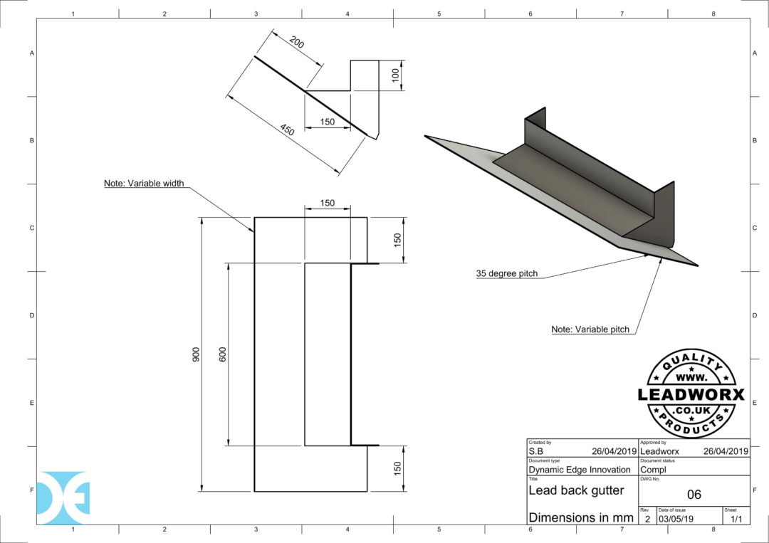 Lead Back Gutter - Leadworx Ireland - Sheet Lead Flashing Supplies