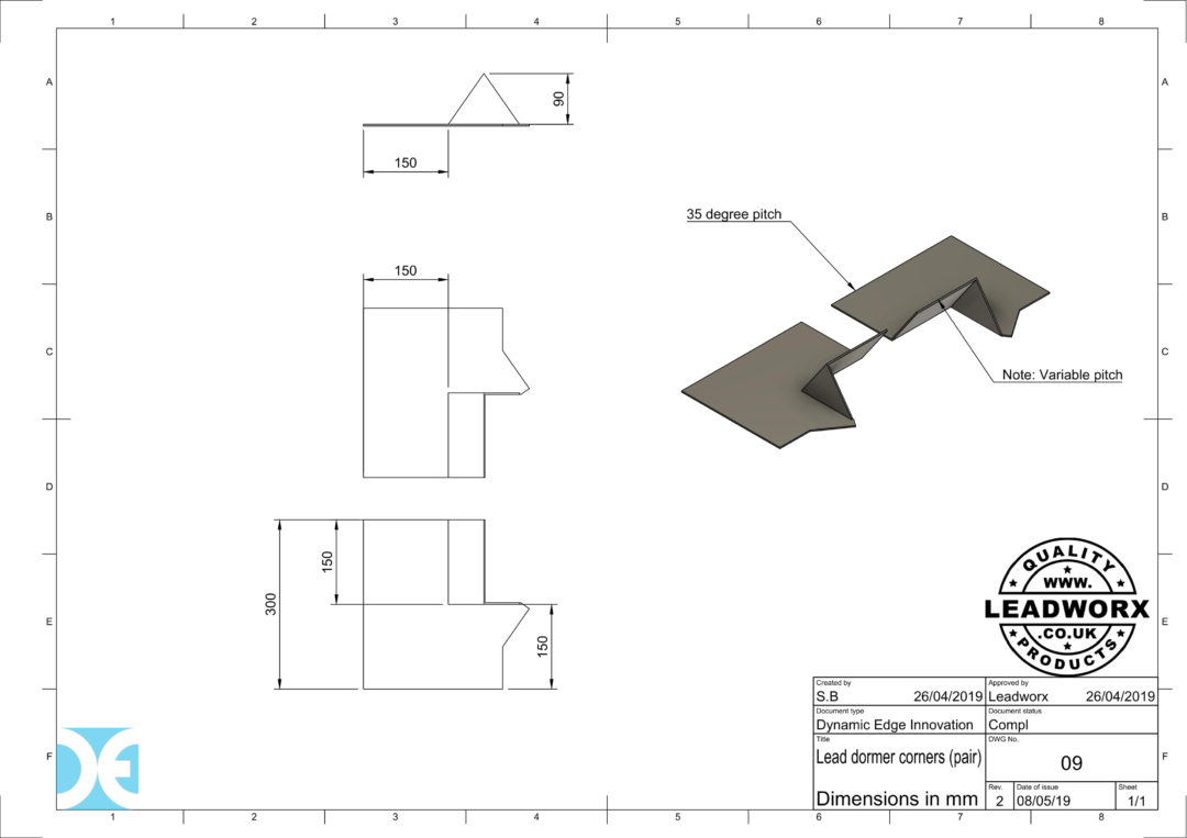 Lead Dormer Corners (Pair) - Leadworx